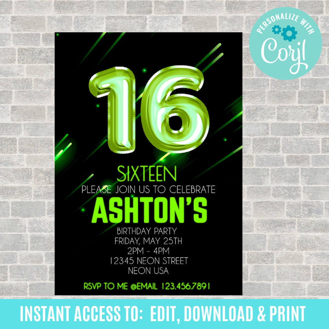16th Birthday, 16th Birthday Invitation, Birthday Invitation, Birthday ...