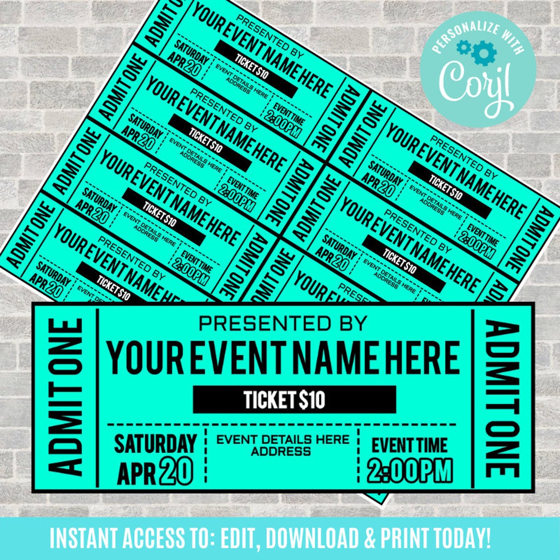 Event Ticket Printables Editable Event Tickets Event Ticket - Etsy