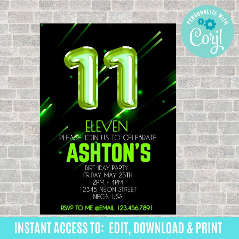 11th Birthday 11th Birthday Invitation Birthday Invitation - Etsy