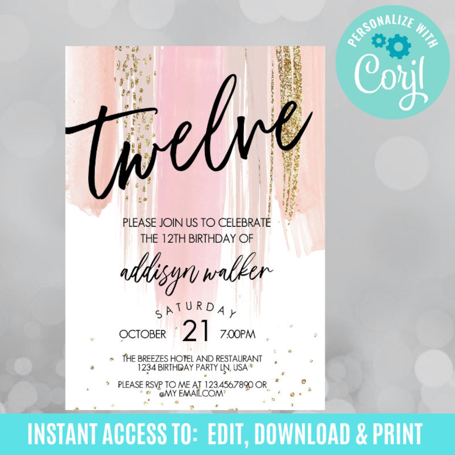 12th Birthday Girl Invitations Tween Birthday Invitation - Etsy