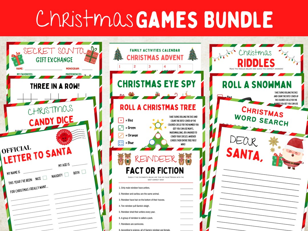 12 Christmas Games Bundle, Christmas Party Games, Office Christmas ...