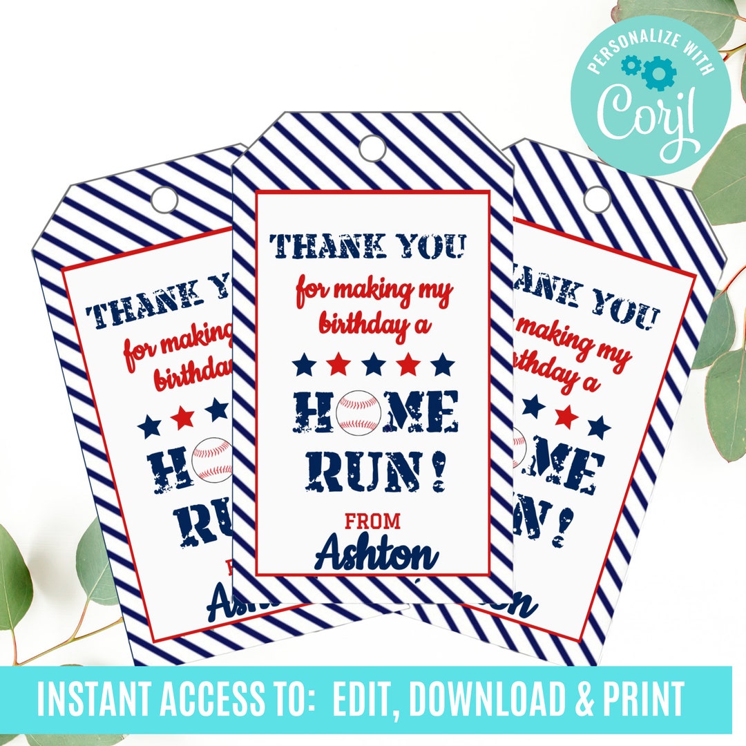 Baseball Party Tags, Baseball Gift Tags , Baseball Birthday Tags, All ...