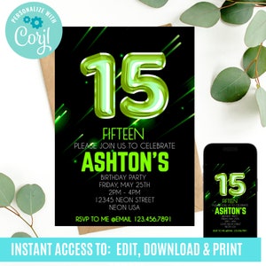 15th Birthday, 15th Birthday Invitation, Birthday Invitation, Birthday ...
