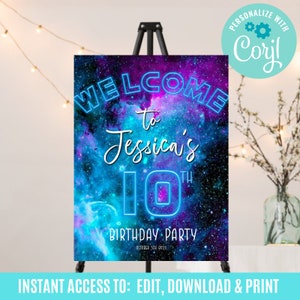 Galaxy Welcome Signs, Neon Party Sign, Neon Galaxy Sign, Galaxy Party ...