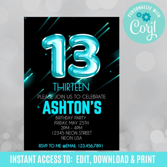 Happy 13th Birthday Boy Invitations