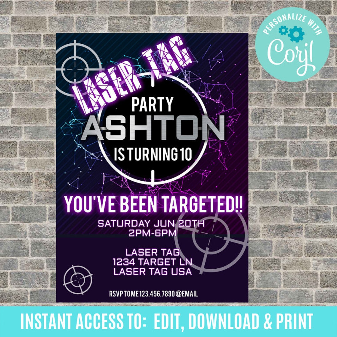 Laser Tag Invitation Laser Tag Birthday Invitation Digital - Etsy
