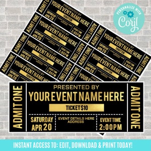 Event Ticket Printables Editable Event Tickets Event Ticket - Etsy