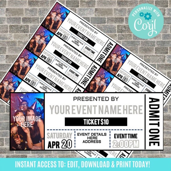 Event Ticket Printables Editable Event Tickets Event Ticket - Etsy