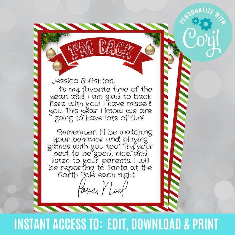 Letter From Elf Editable Elf Letter Elf Arrival Letter - Etsy