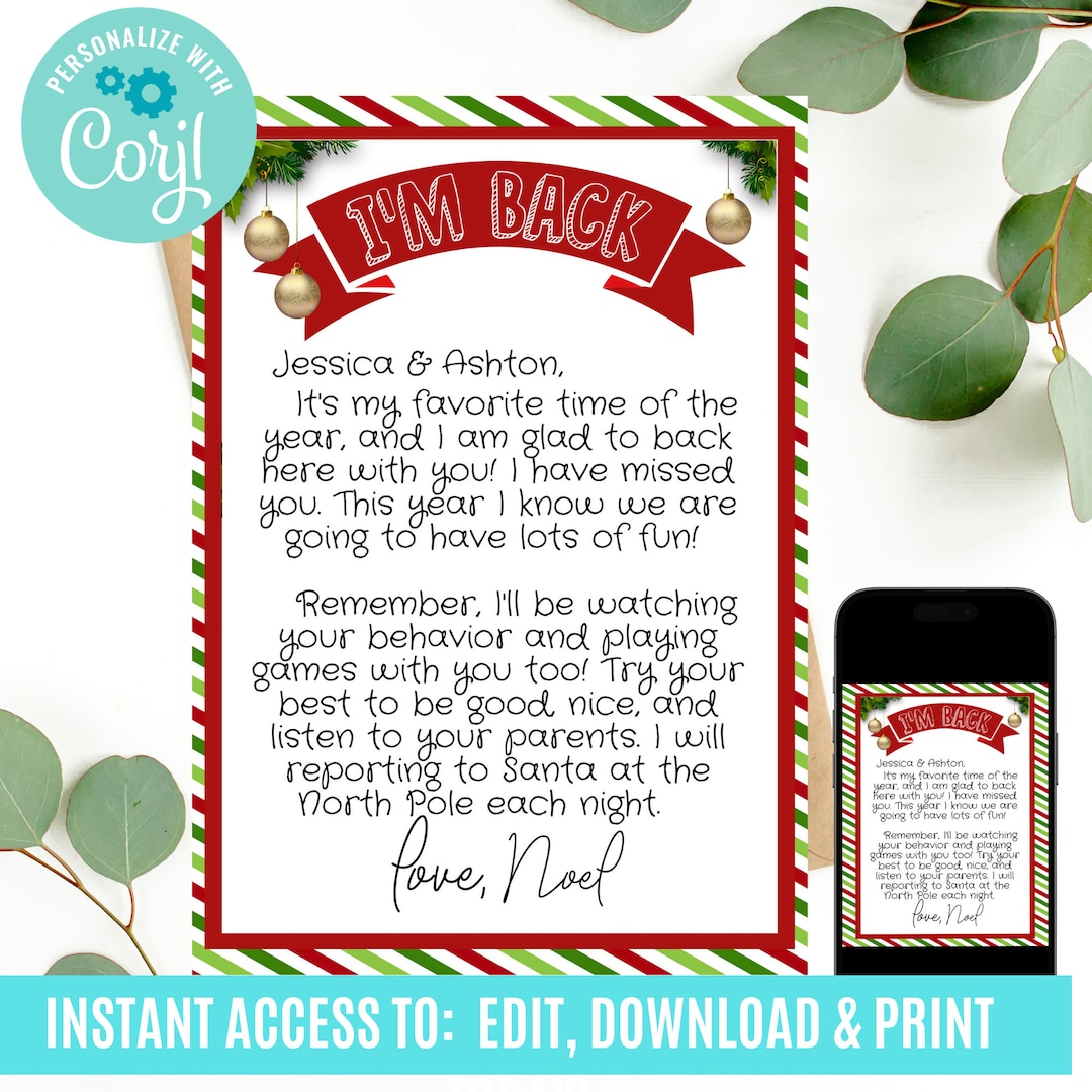 Letter From Elf, Editable Elf Letter, Elf Arrival Letter, Editable Elf ...