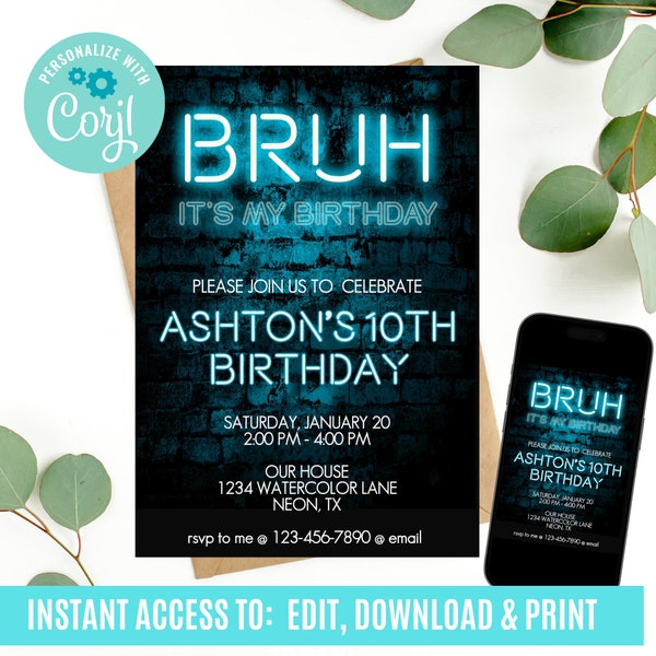 Bruh Birthday Invitation - Etsy