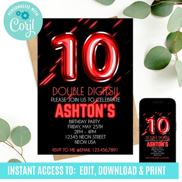 10th Birthday Invitation - Etsy