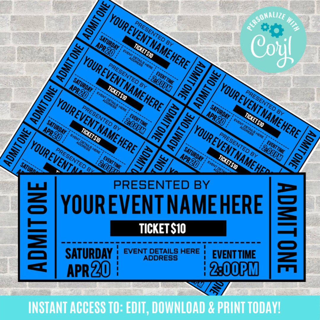 Event Ticket Printables Editable Event Tickets Event Ticket - Etsy