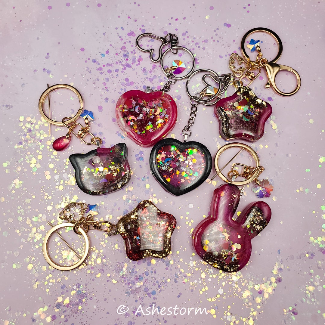 Red, Black, Gold Random Shape Resin Keychains - Etsy