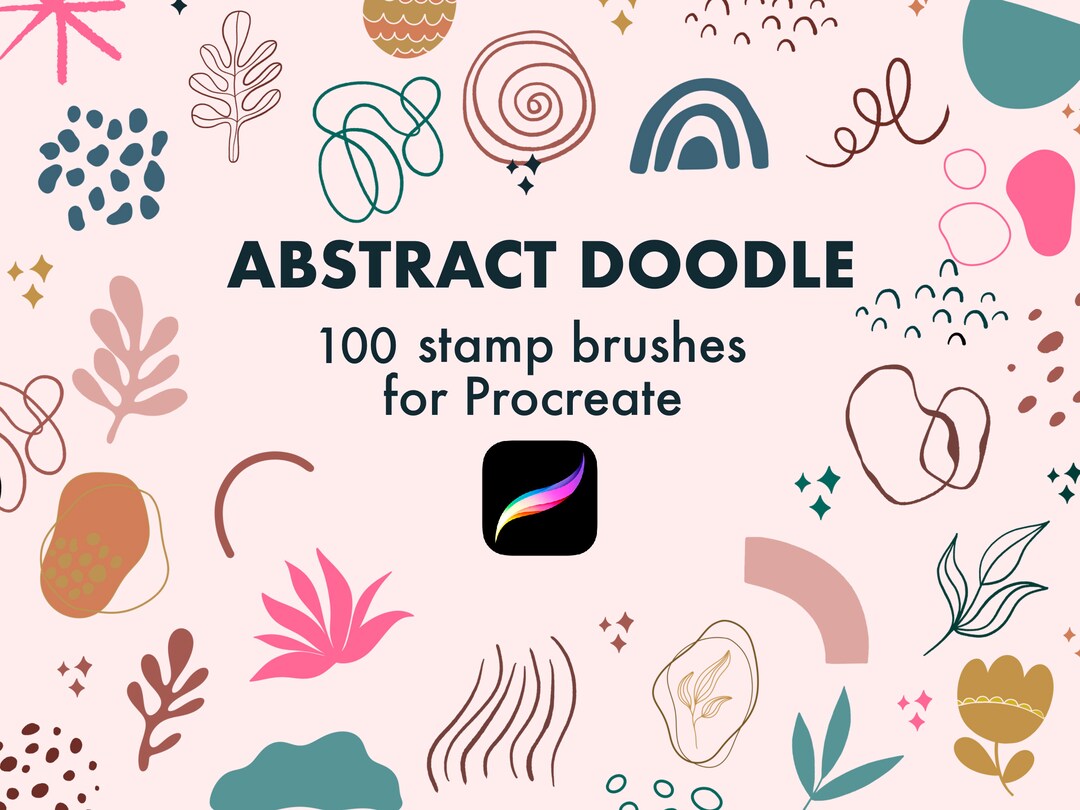100 Procreate Abstract Doodle Stamps Abstract Shapes Boho Shapes Design ...