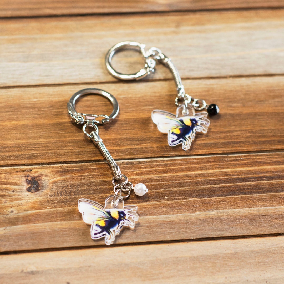 Bee Key Ring Keychain Bumblebee Acrylic Fine Art Bee - Etsy New Zealand