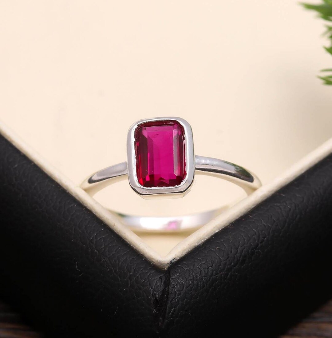 Radiant Mozambique Ruby Ring, Silver Jewelry July Birthstone Wedding ...