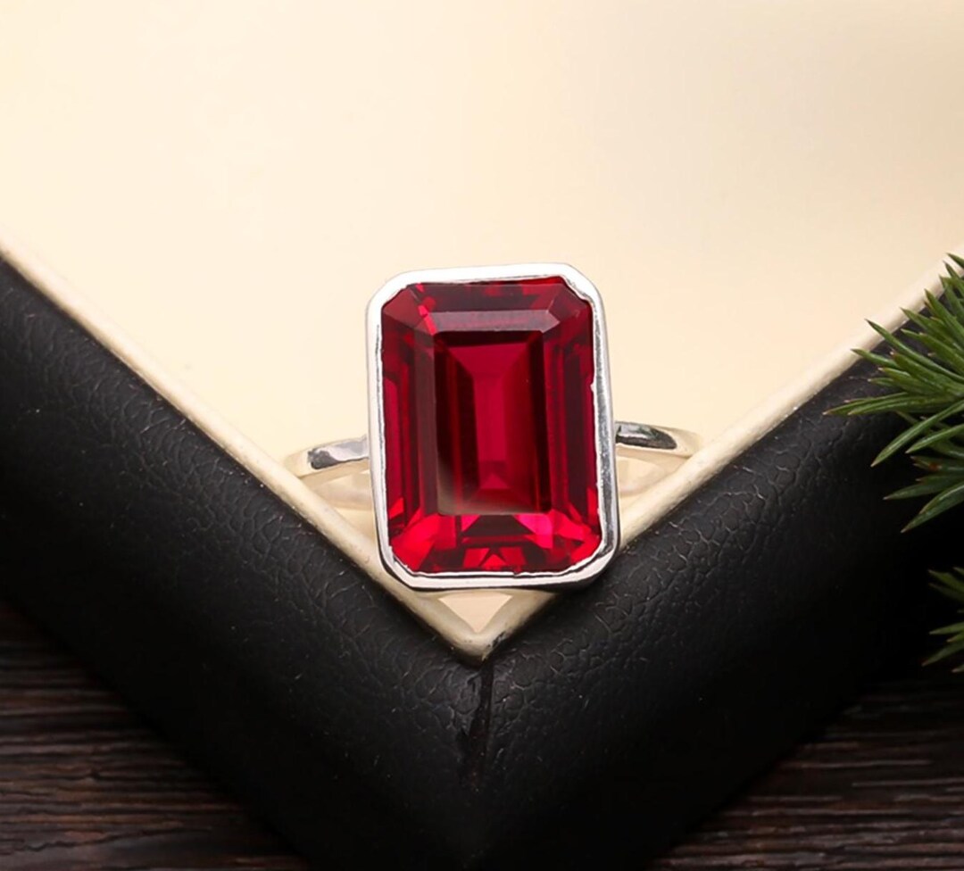 Flawless Mozambique Ruby Ring Red Ruby Radiant Rings Christmas Jewelry ...