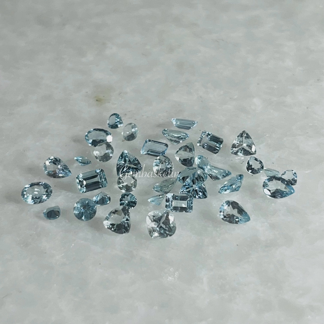 Loose Natural Aquamarine Gemstones Lot With Multiple Shapes and Sizes ...