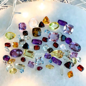 Loose Natural Mixed Semi-precious Gemstones Lot With Multiple Shapes ...