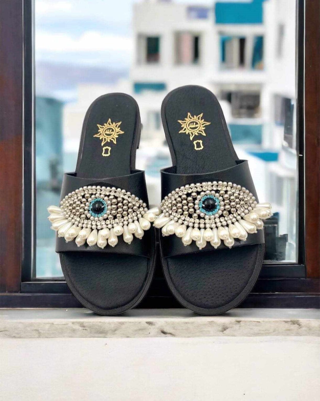 Evil Eye Sandals Leather Sandals Women Sandals Greek - Etsy