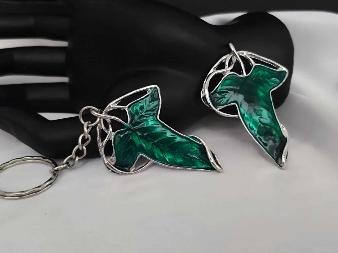 Elf Green Leaves of Lorien Keychain and Pin Set / Lord of the Rings ...