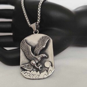 Men's EAGLE Necklace, EAGLE Pendant, Stainless Steel Pendant, Silver ...