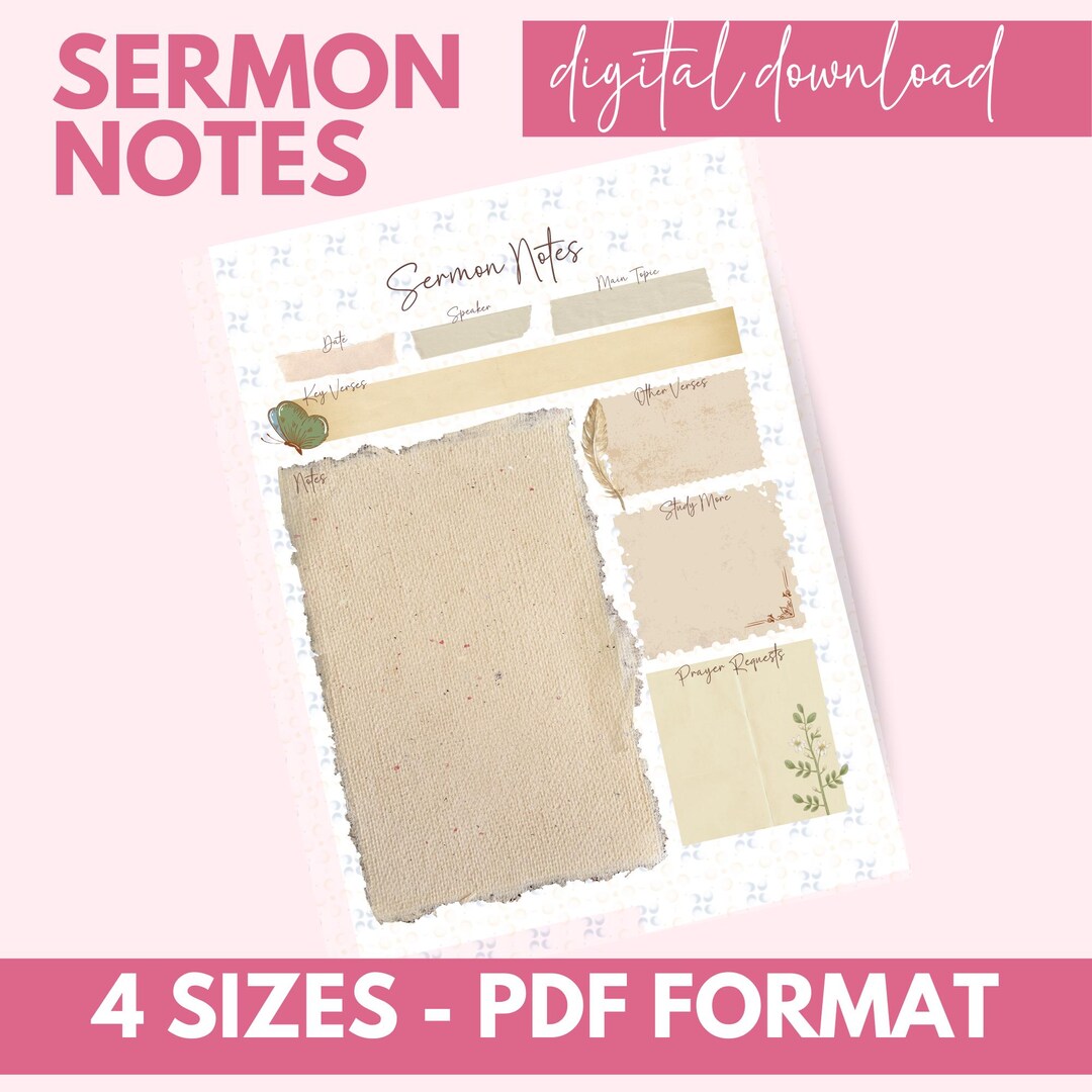 Sermon Notes Printable | Bible Study Journal PDF | Christian Planner ...