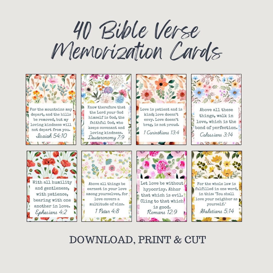40 Memory Bible Verse Cards on LOVE| Prayer Card | Christian Vision ...