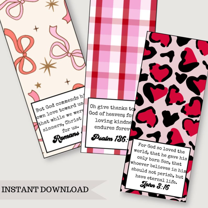 8 Valentine Bible Verse Bookmarks on LOVE| Prayer Card |christian Book ...