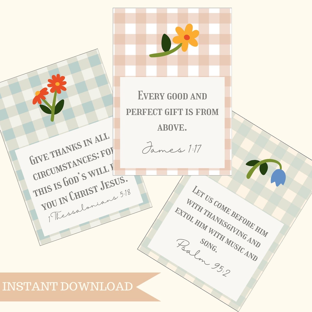 40 Memory Bible Verse Cards on Gratitude | Prayer Card | Christian ...
