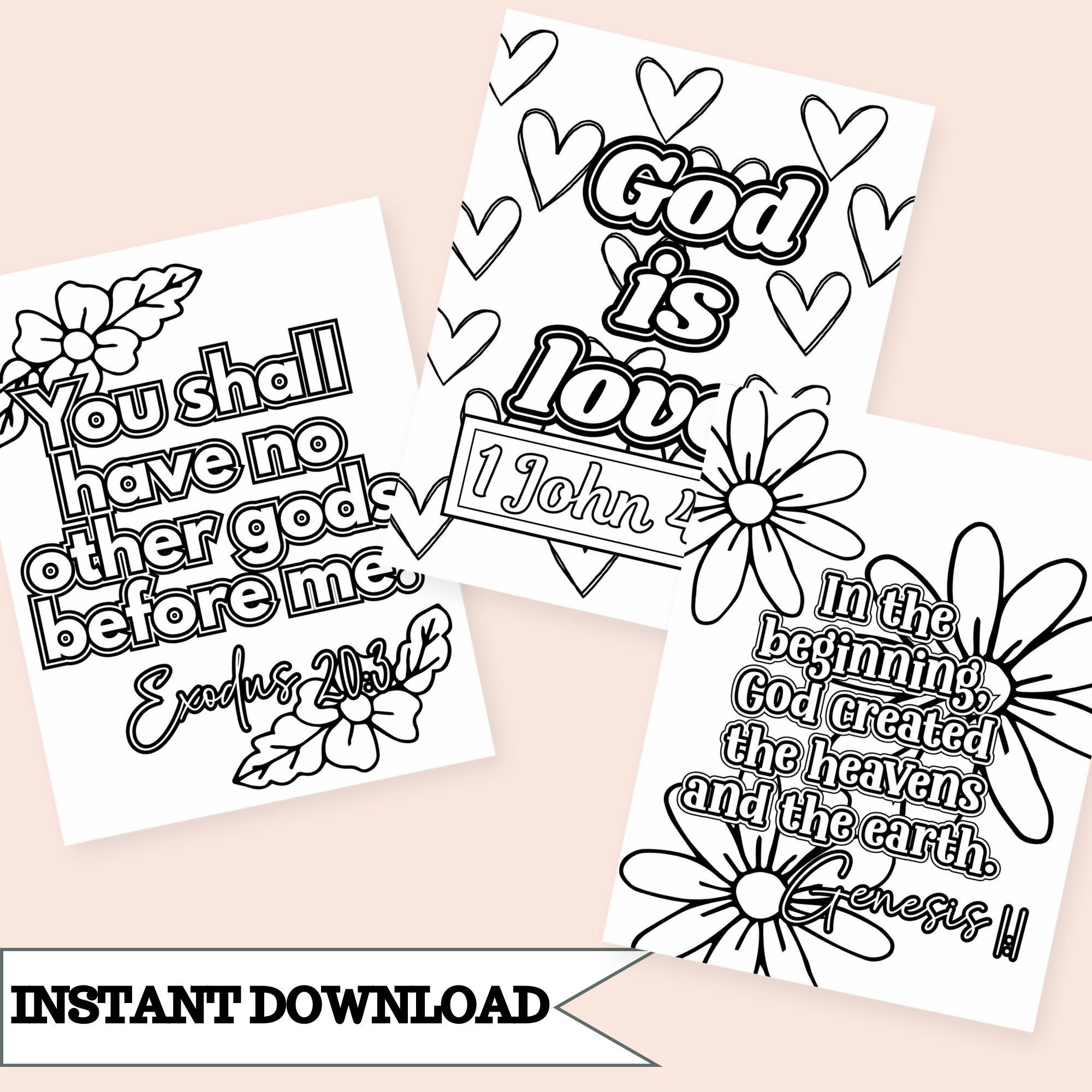 24 Bible Verses Coloring Pages | Sunday School Activity | Christian ...