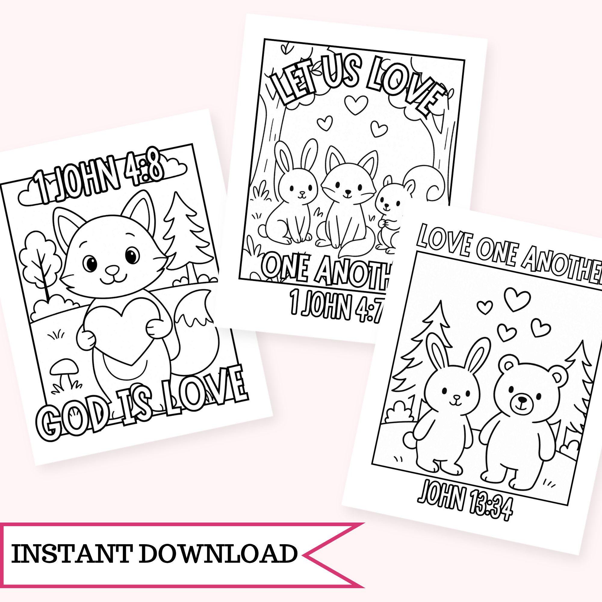 Kids Bible Verse Coloring Pages | Love Theme, Woodland Animals ...