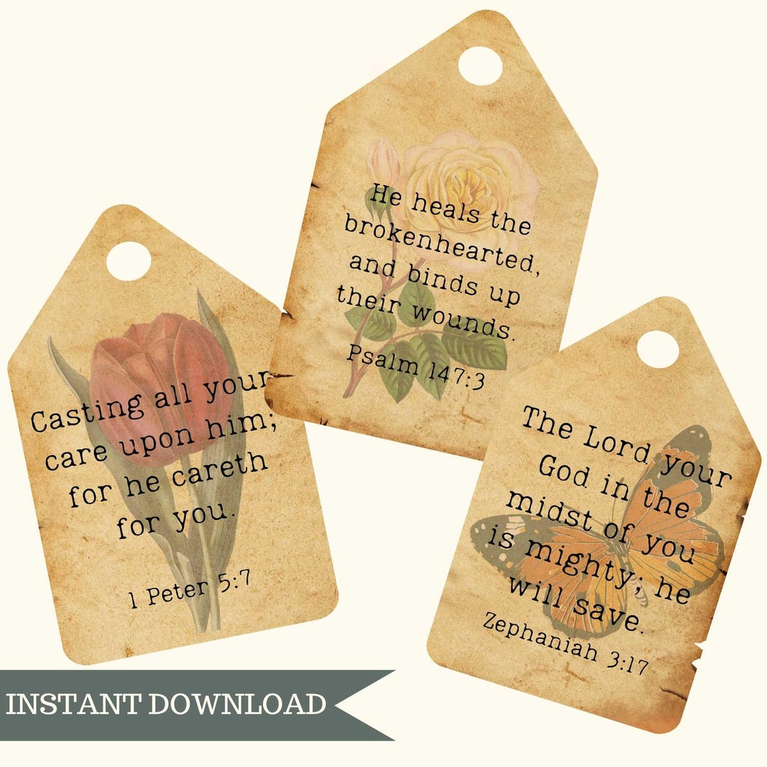 36 Printable Scripture Tags, Christian Ephemera for Junk Journals ...