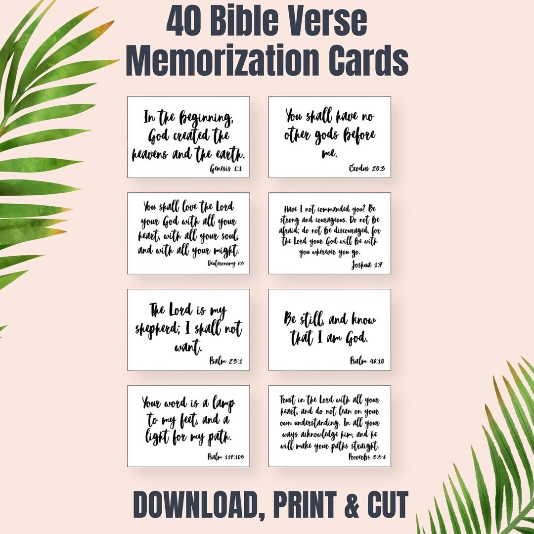 40 Memory Bible Verse Cards | Prayer Card | Christian Vision Board ...