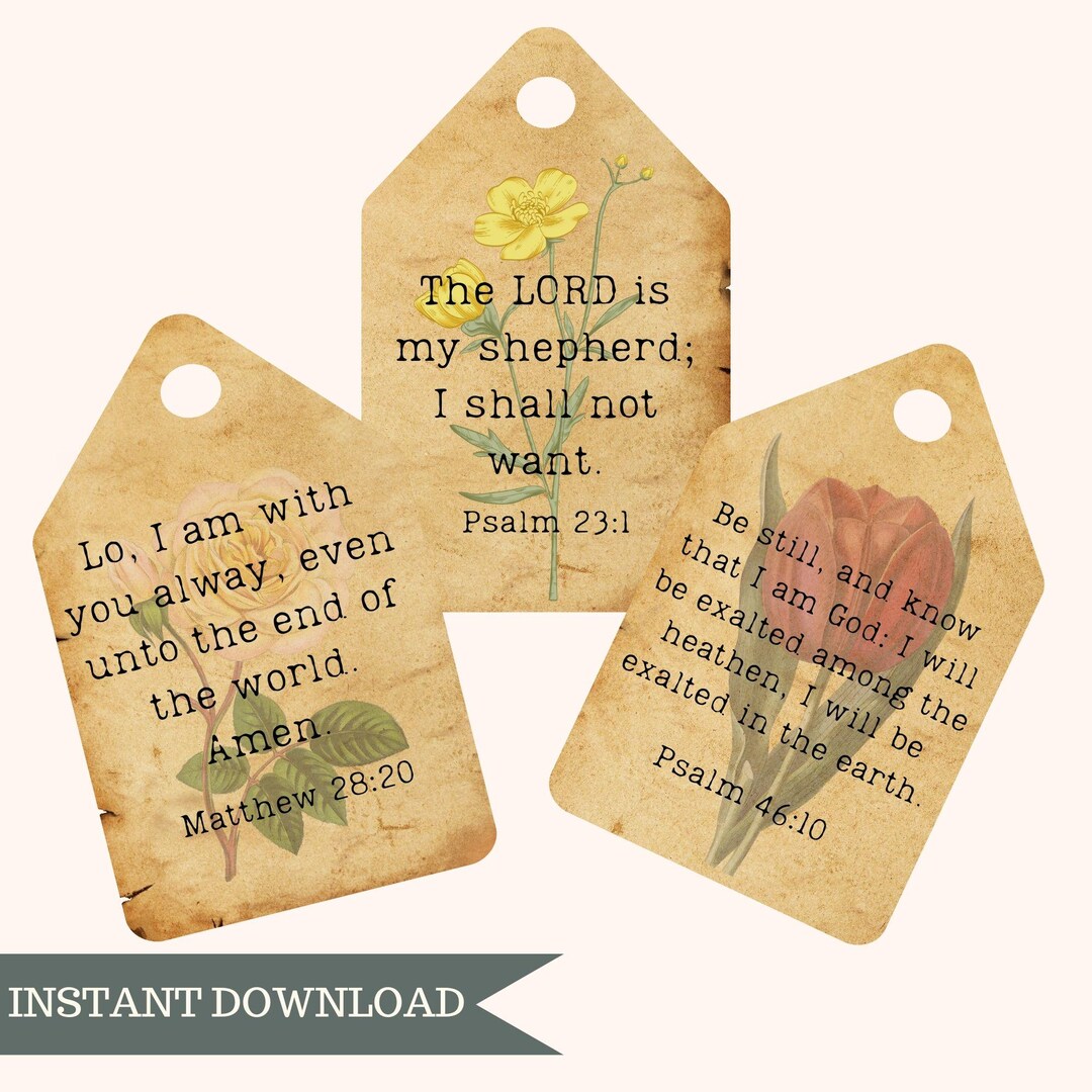 36 Printable KJV Scripture Tags, Christian Ephemera for Junk Journals ...