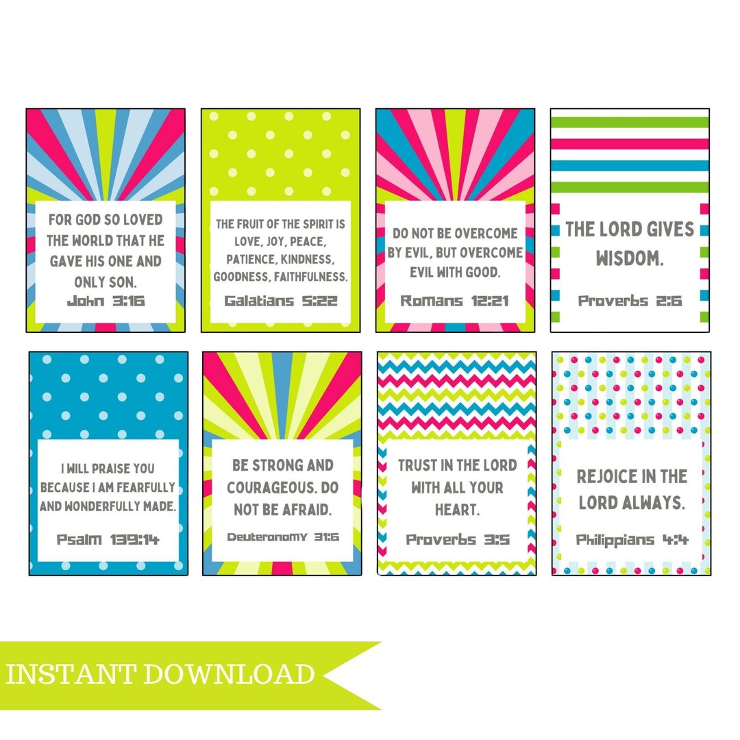 40 Memory Bible Verse Cards for Kids| Prayer Card | Christian Vision ...