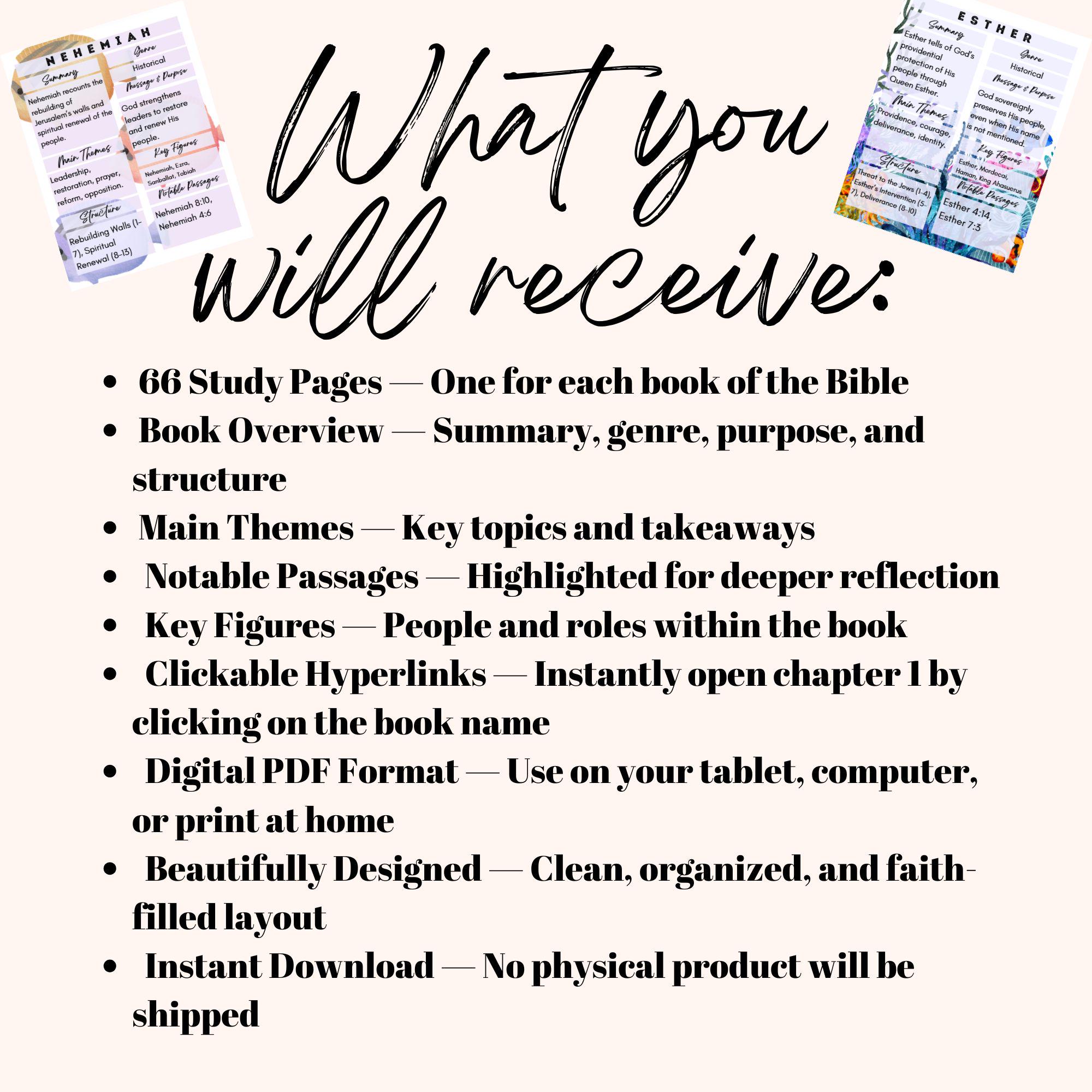 66-book Bible Study Guide Printable | Hyperlinked Study Sheets for Each ...