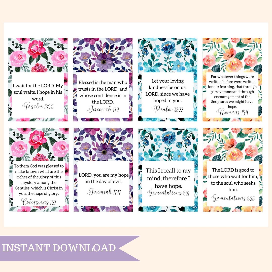 40 Memory Bible Verse Cards | Verses on HOPE Prayer Card | Christian ...