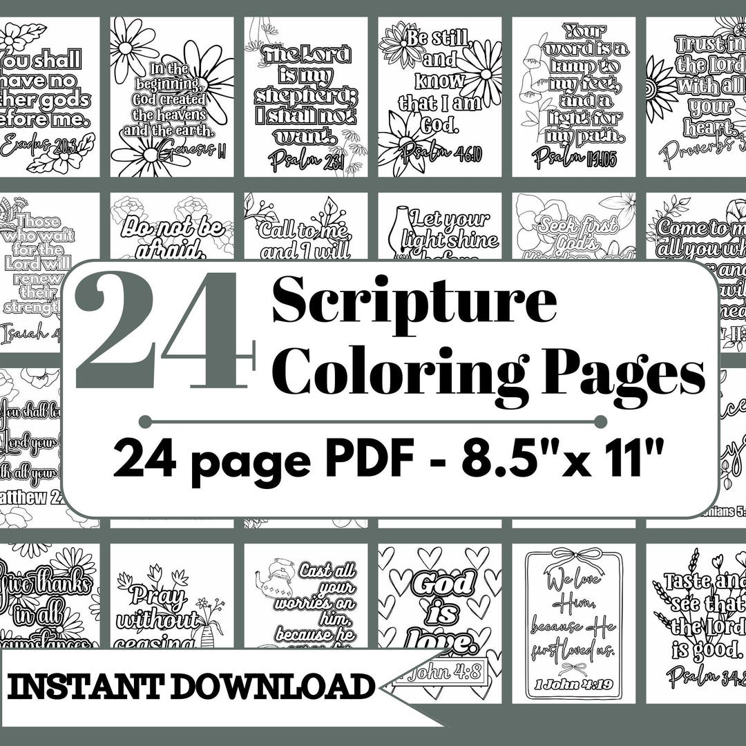 24 Bible Verses Coloring Pages | Sunday School Activity | Christian ...