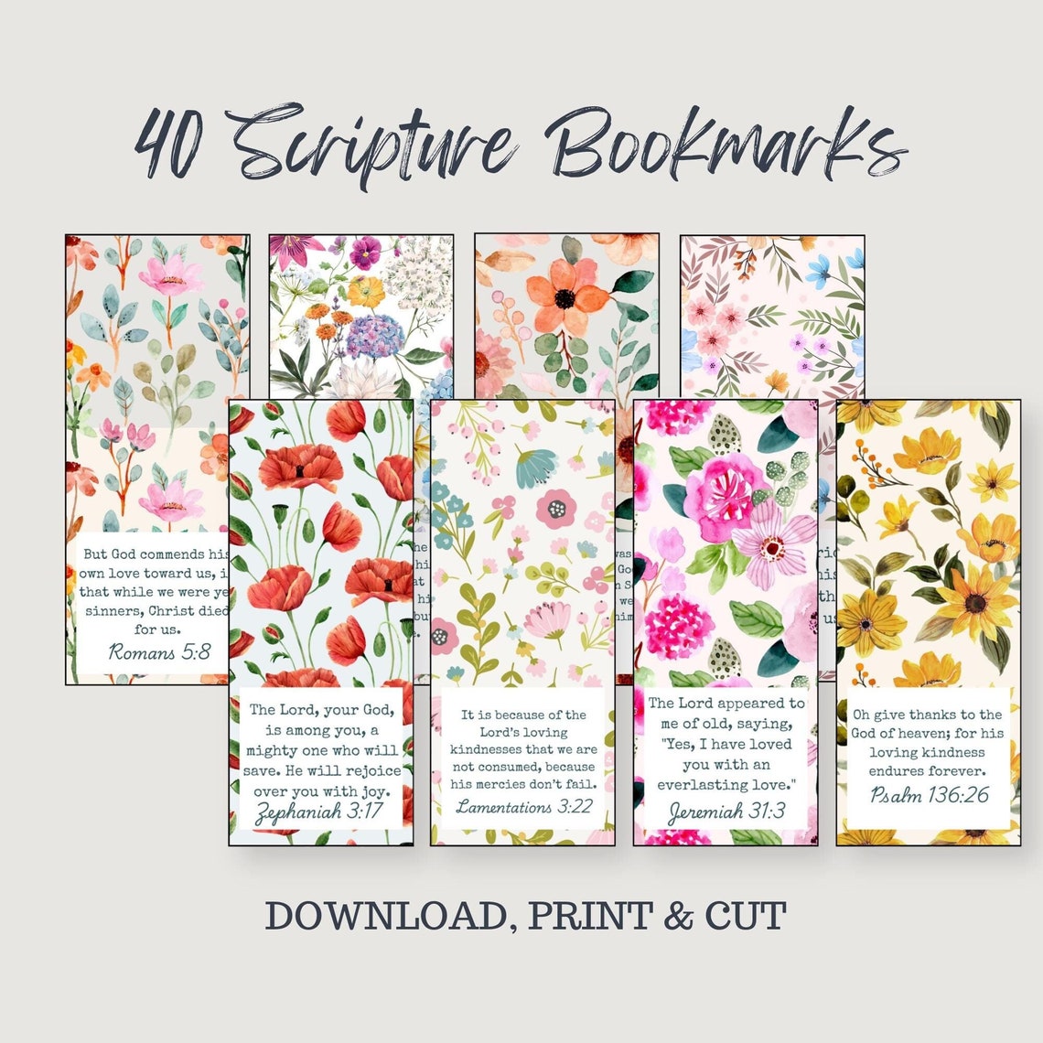 40 Bible Verse Bookmarks on LOVE| Prayer Card | Christian Book Mark ...