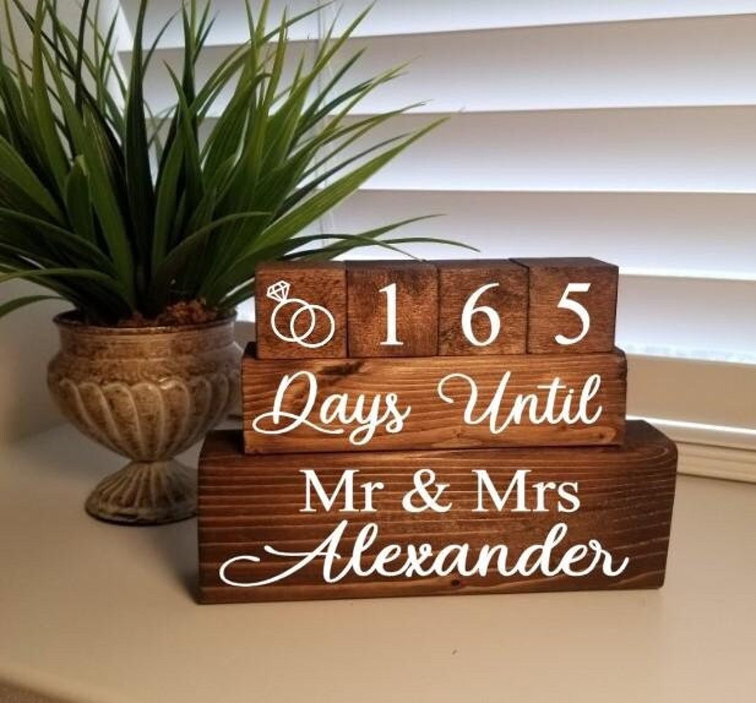 Engagement Gift - Wedding Countdown Blocks - Personalized Mr and Mrs ...