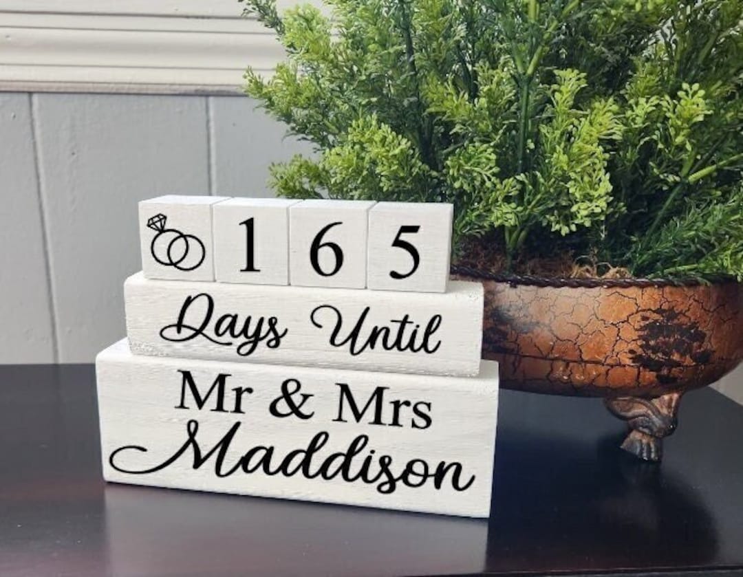 Engagement Gift - Wedding Countdown Blocks - Personalized Mr and Mrs ...