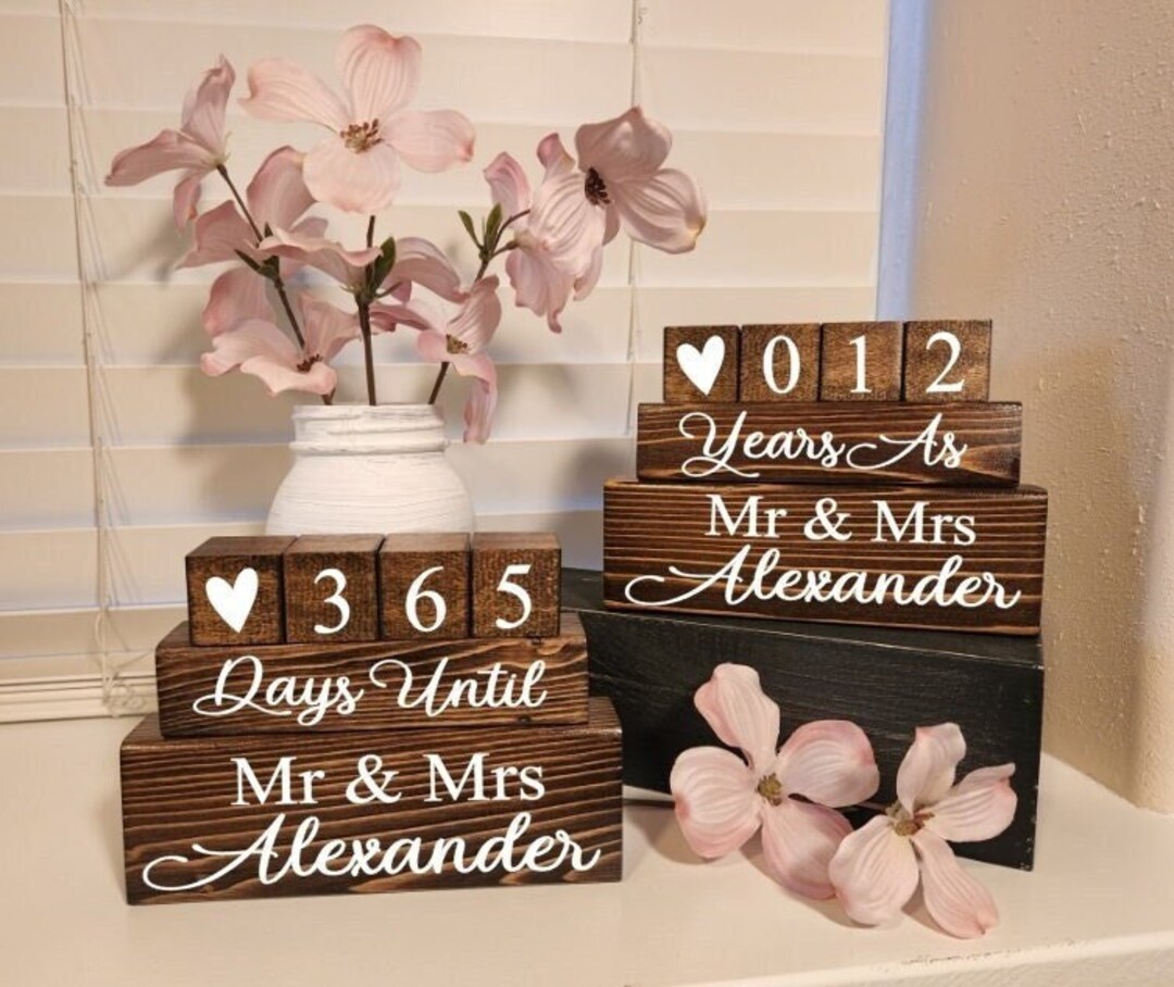 Engagement Gift - Wedding Countdown Blocks - Days Until/years as Custom ...