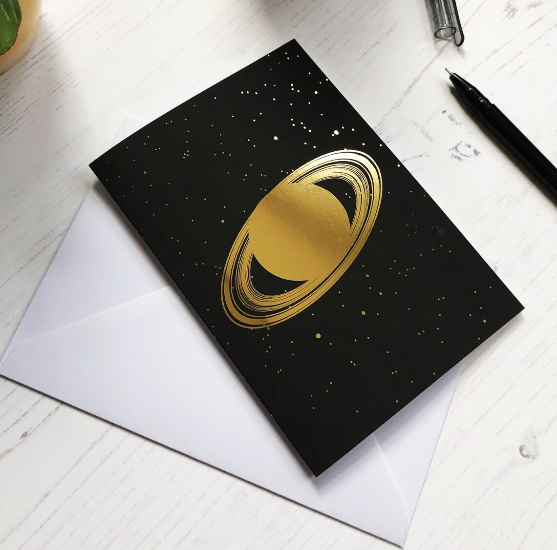 Gold Foil Saturn Greeting Card - Etsy