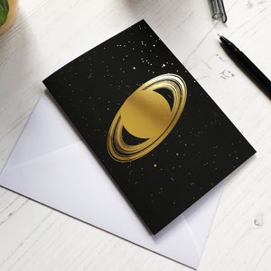 Gold Foil Saturn Greeting Card - Etsy