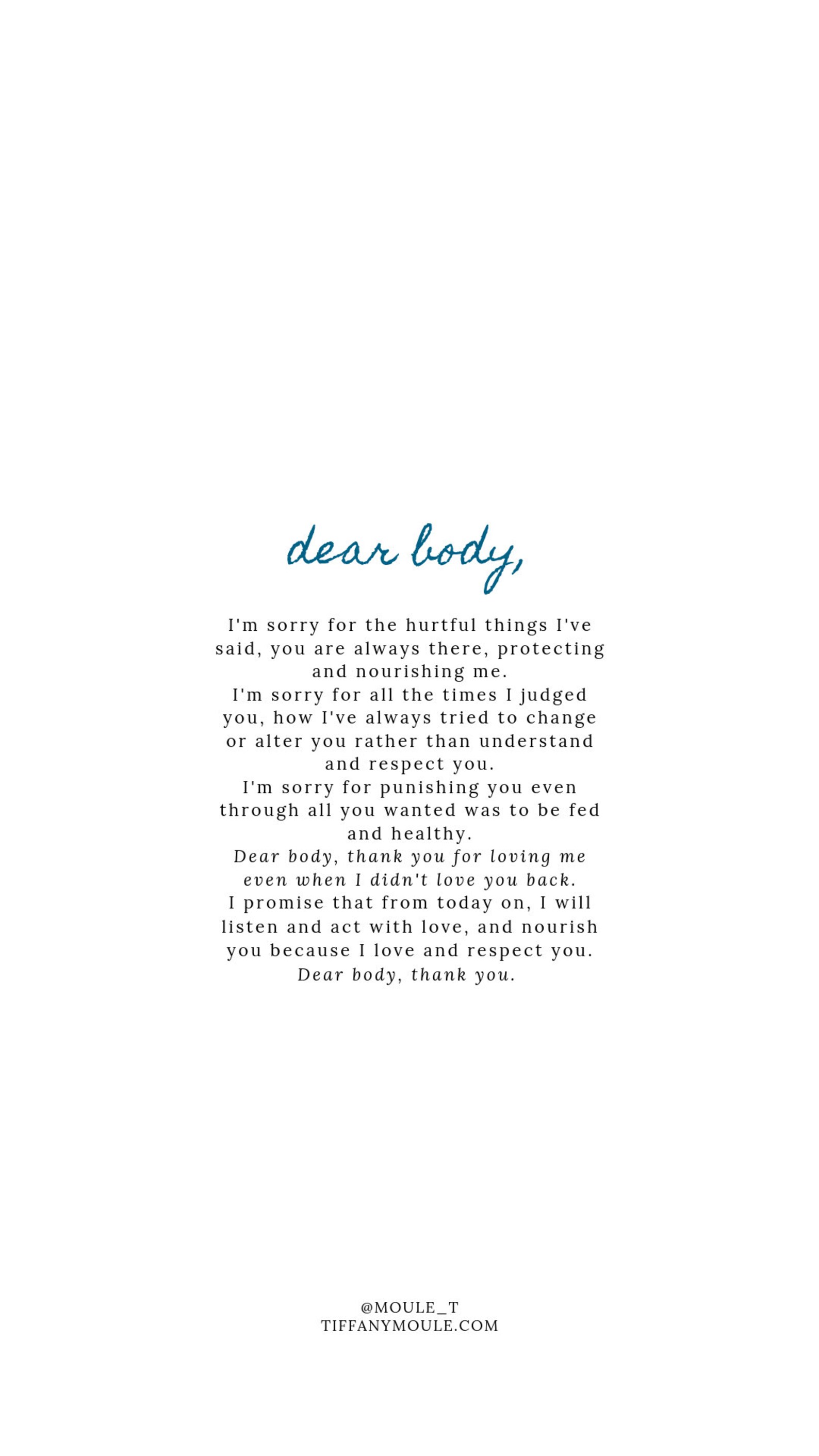 Dear Body, Thank You.. Quotes by Tiffany Moule - Etsy