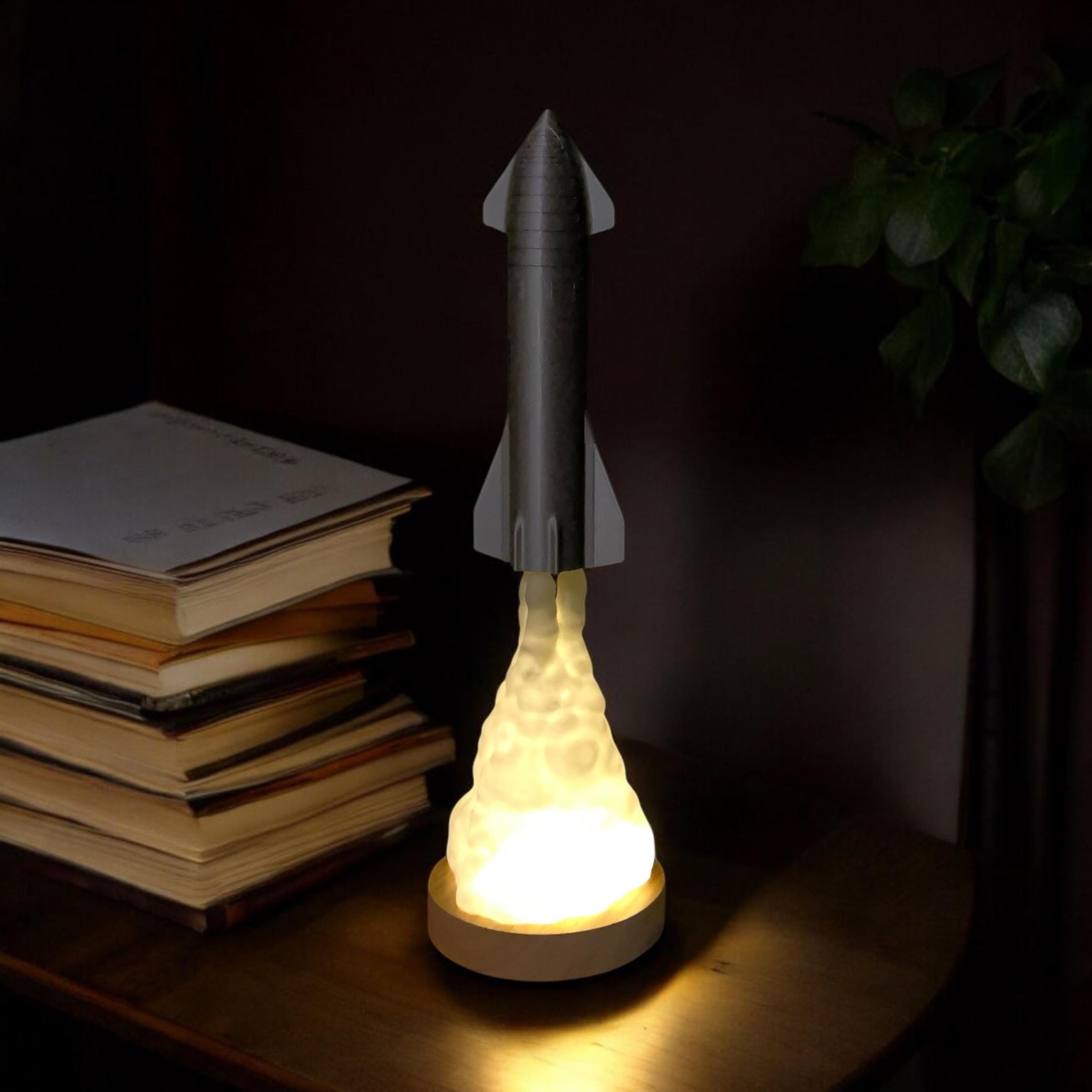 Spacex Starship Launch Lamp: Wooden Base Night Light - Etsy