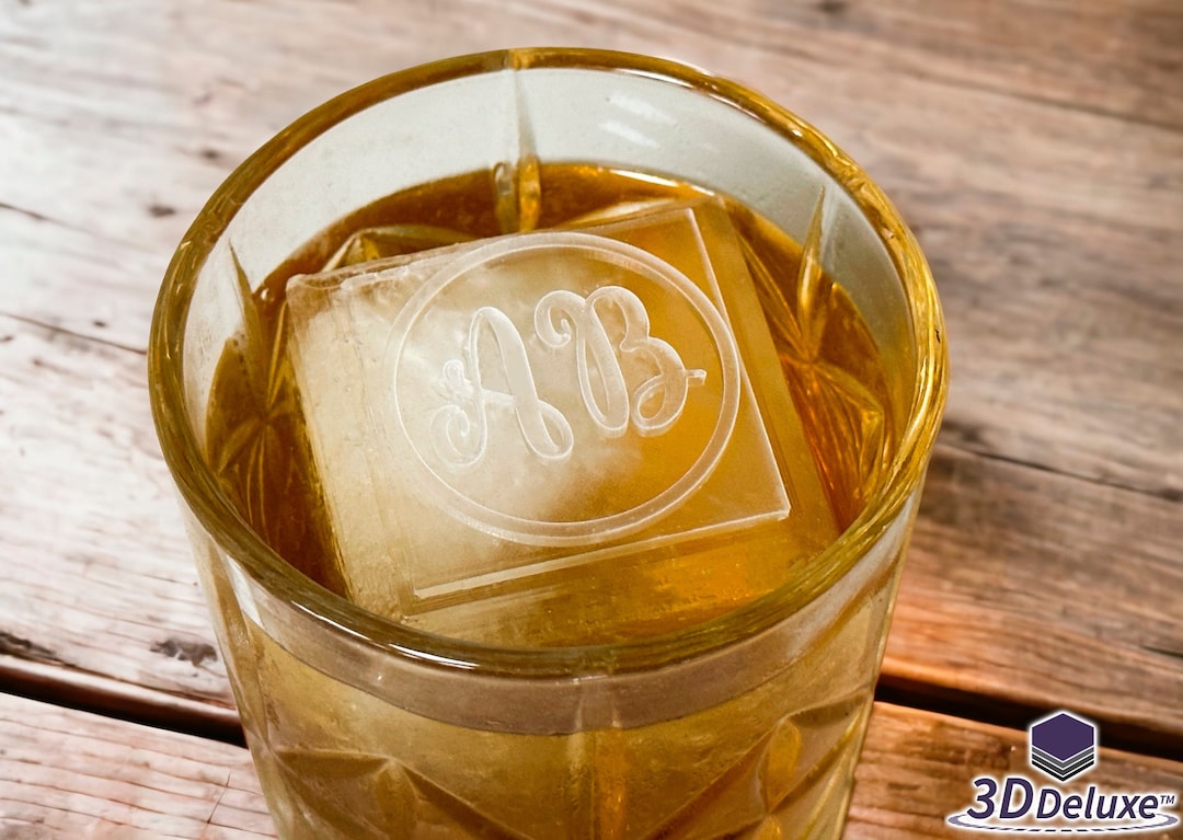 Custom 2in Monogram Ice Cube Mold | Whiskey Cocktail Gift for Him ...