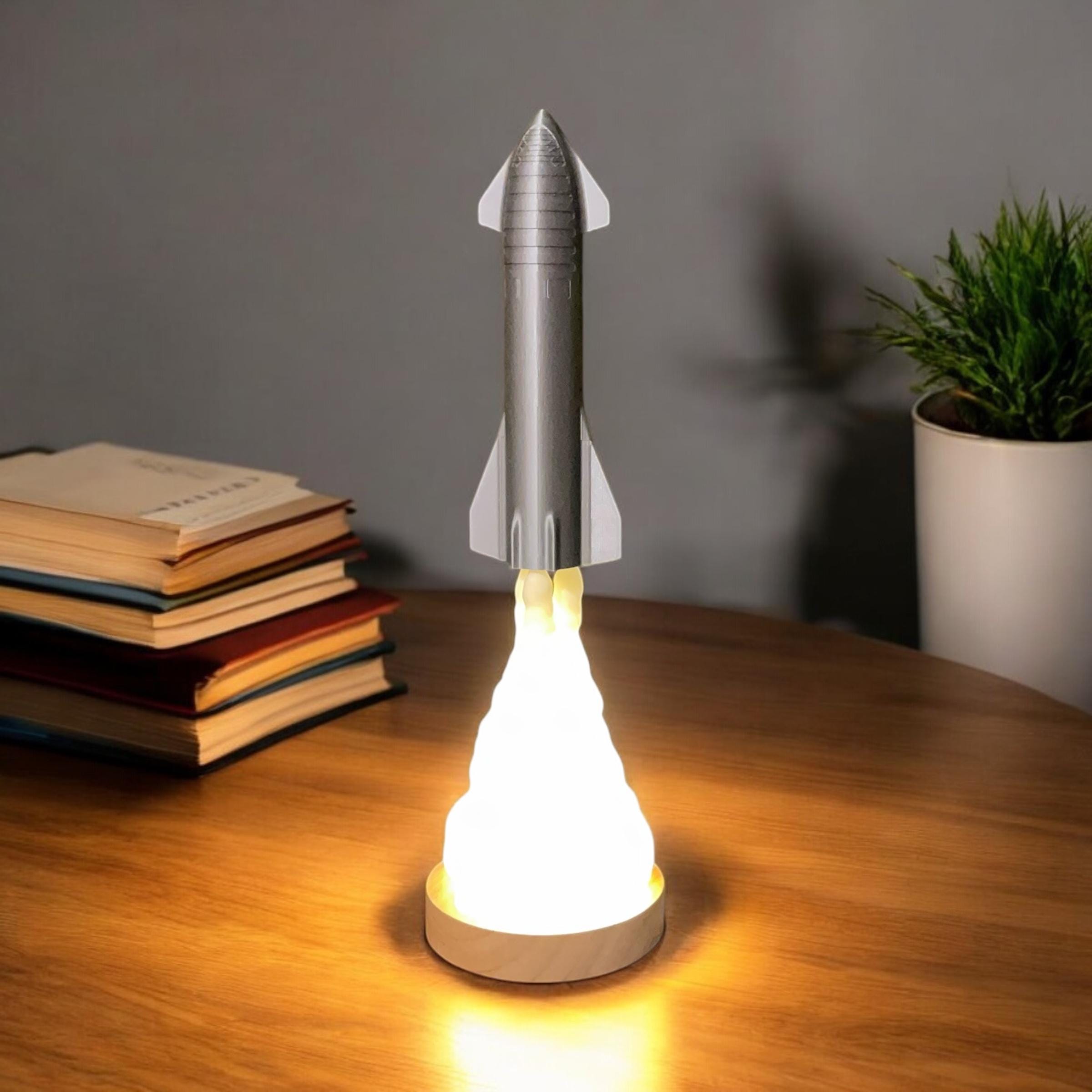 Spacex Starship Launch Lamp: Wooden Base Night Light - Etsy